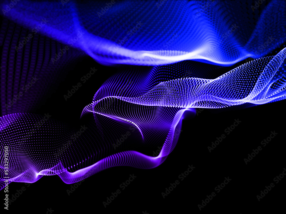 3d Abstract Network Communications Background With Flowing Particles Design Stock Illustration