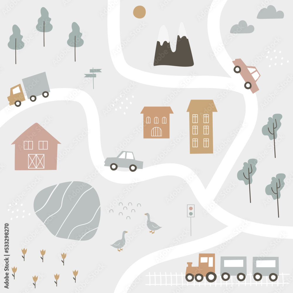 Cartoon Road Map Template