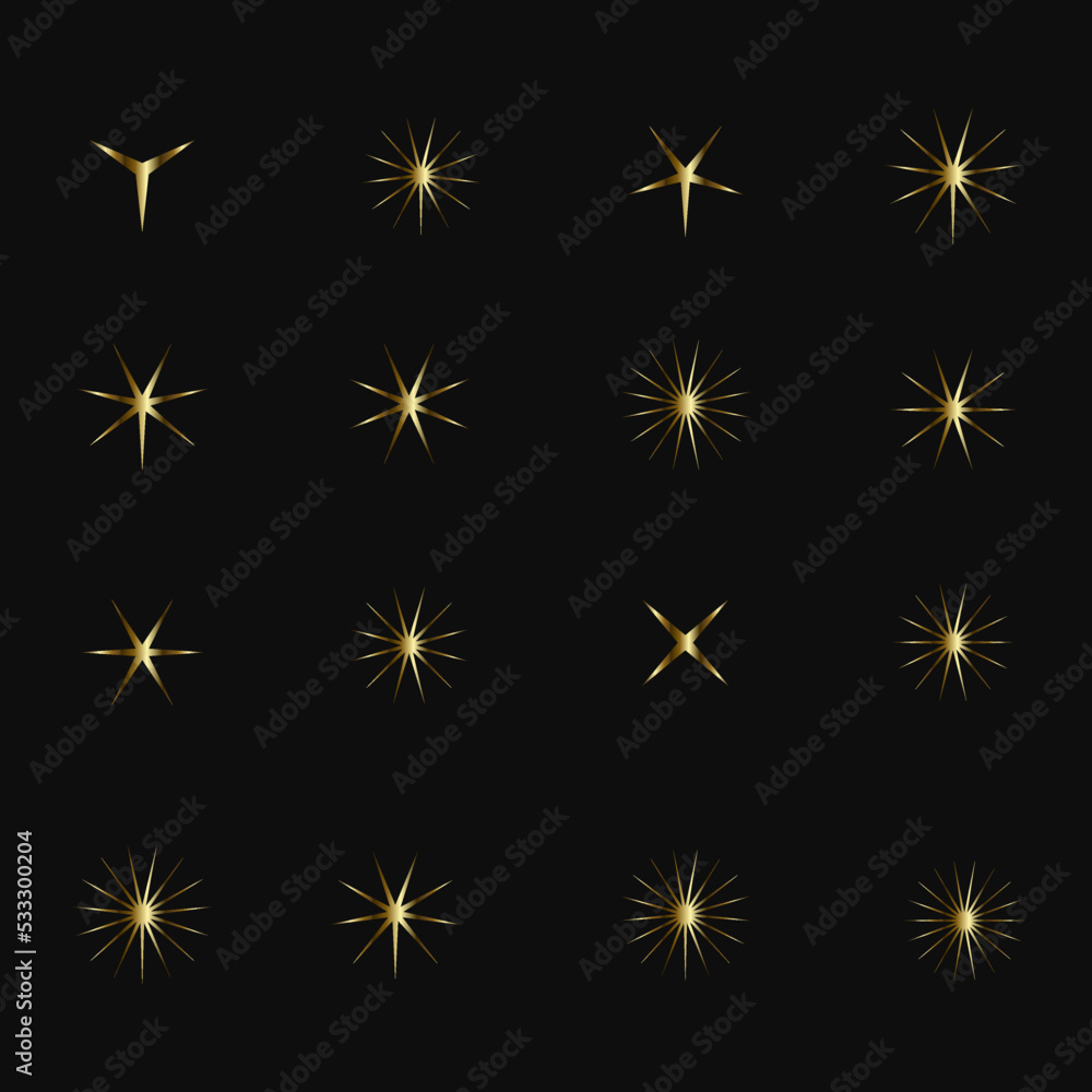 Groups of Luxury Flat sparkling star collection, and SET of wink stars used for effect and ...