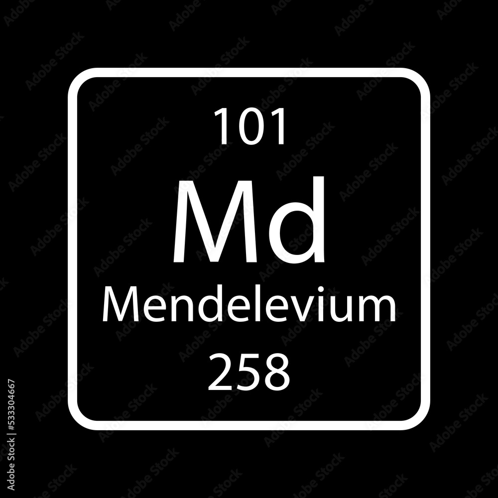 Mendelevium symbol. Chemical element of the periodic table. Vector ...