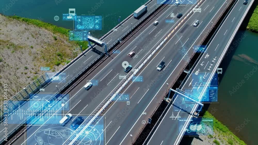 Transportation and technology concept. ITS (Intelligent Transport ...