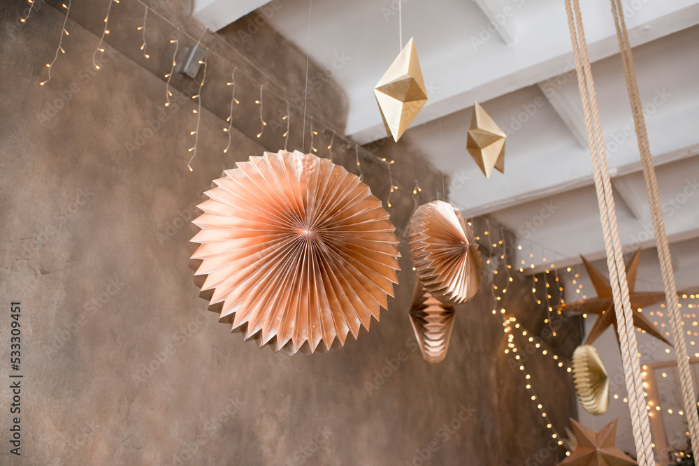 Paper decoration hanging in the room Stock Photo | Adobe Stock