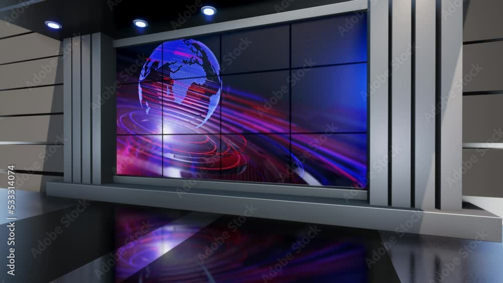 3D Virtual TV Studio News, Backdrop For TV Shows .TV On Wall.3D Virtual ...