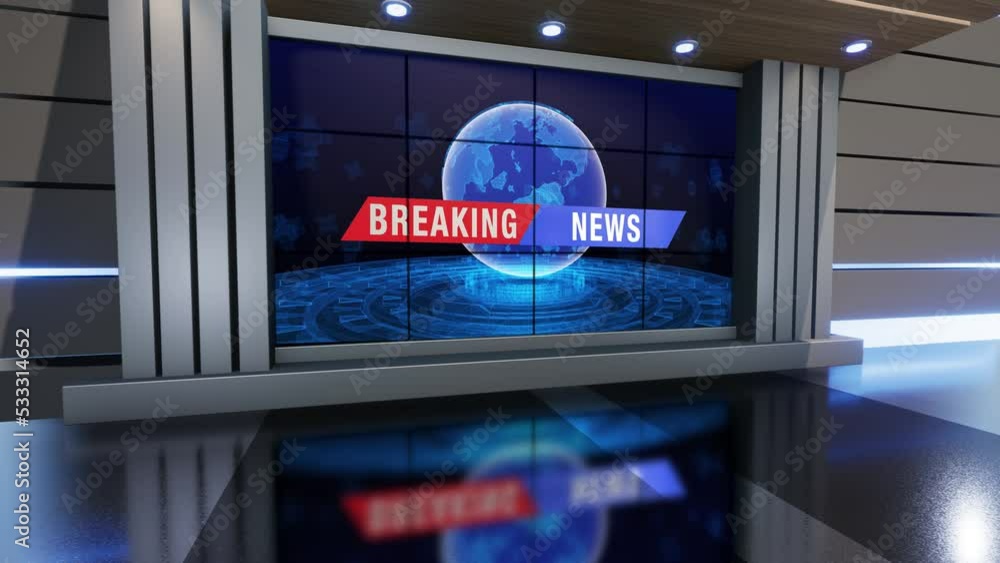 3D Virtual TV Studio News, Backdrop For TV Shows .TV On Wall.3D Virtual ...