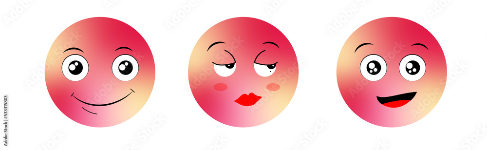 Cartoon face expressions. Happy surprised faces, doodle characters ...