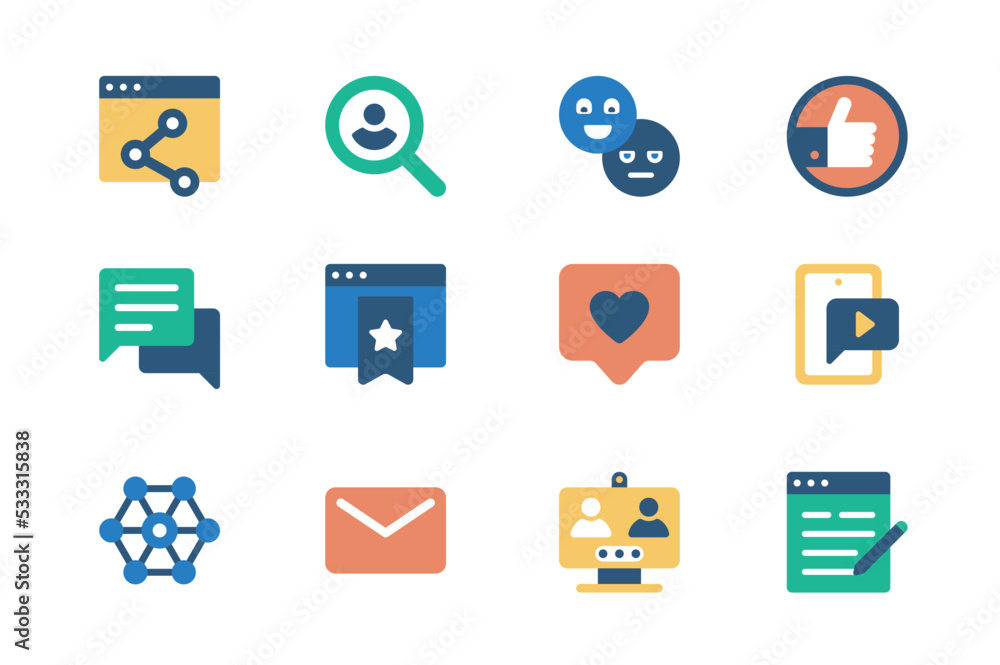 Social media concept of web icons set in simple flat design. Pack of ...