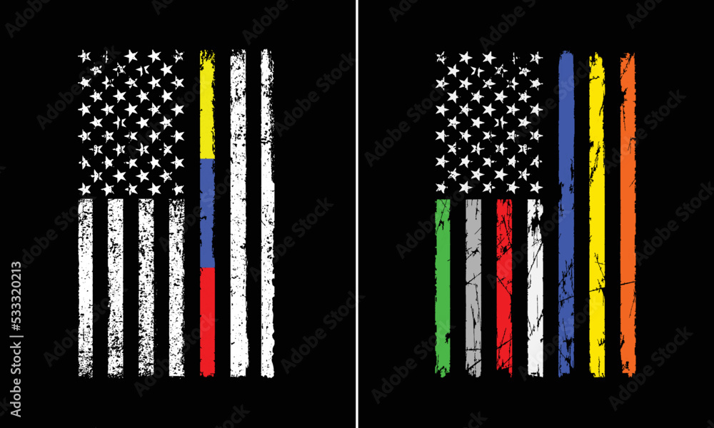 Thin All Line Distressed American Flag. Symbol Of Corrections, Police ...