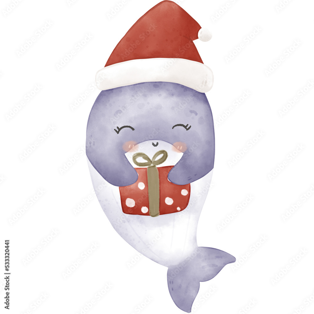 Cute Christmas Whale Stock Illustration | Adobe Stock
