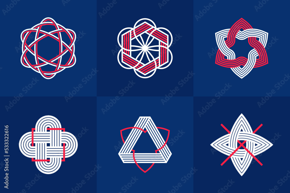 Graphic design elements for logo creation, intertwined lines vintage ...