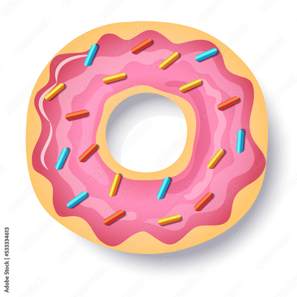 Testy donut illustration with dropping shadow. PNG with transparent ...