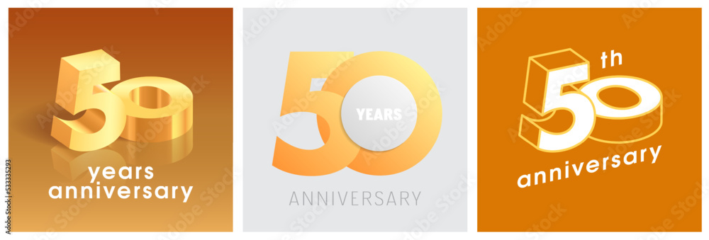 50 years anniversary set of vector graphic icons, logos. Design ...