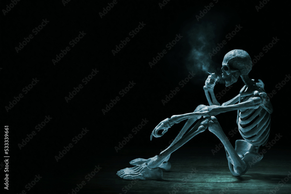 Human skeleton death smoking cigarette Stock Illustration | Adobe Stock