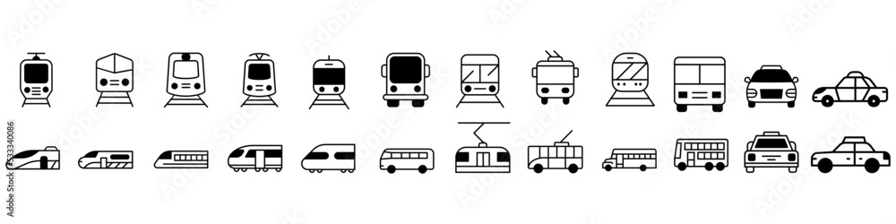 Public transport icon vector set. Travel illustration sign collection ...