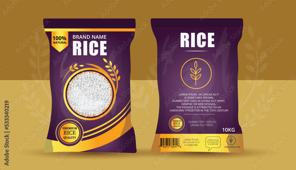 Rice Package Mockup - Vector Illustration Stock Vector | Adobe Stock