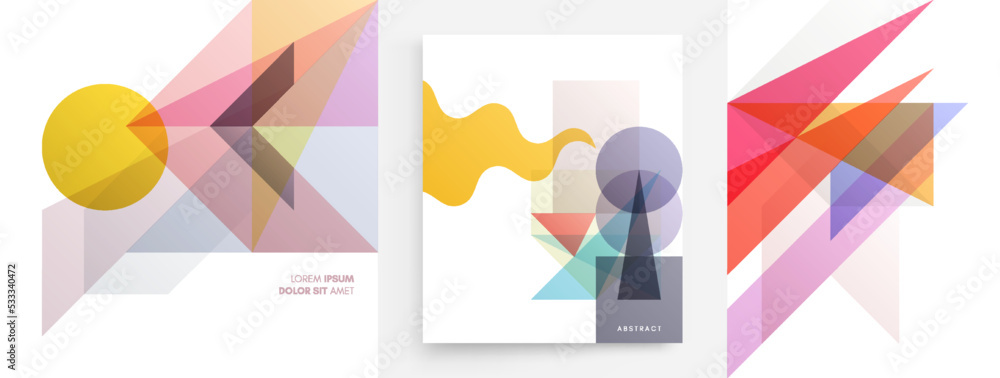 Art composition of flat colorful vector shapes. Abstract transparency ...