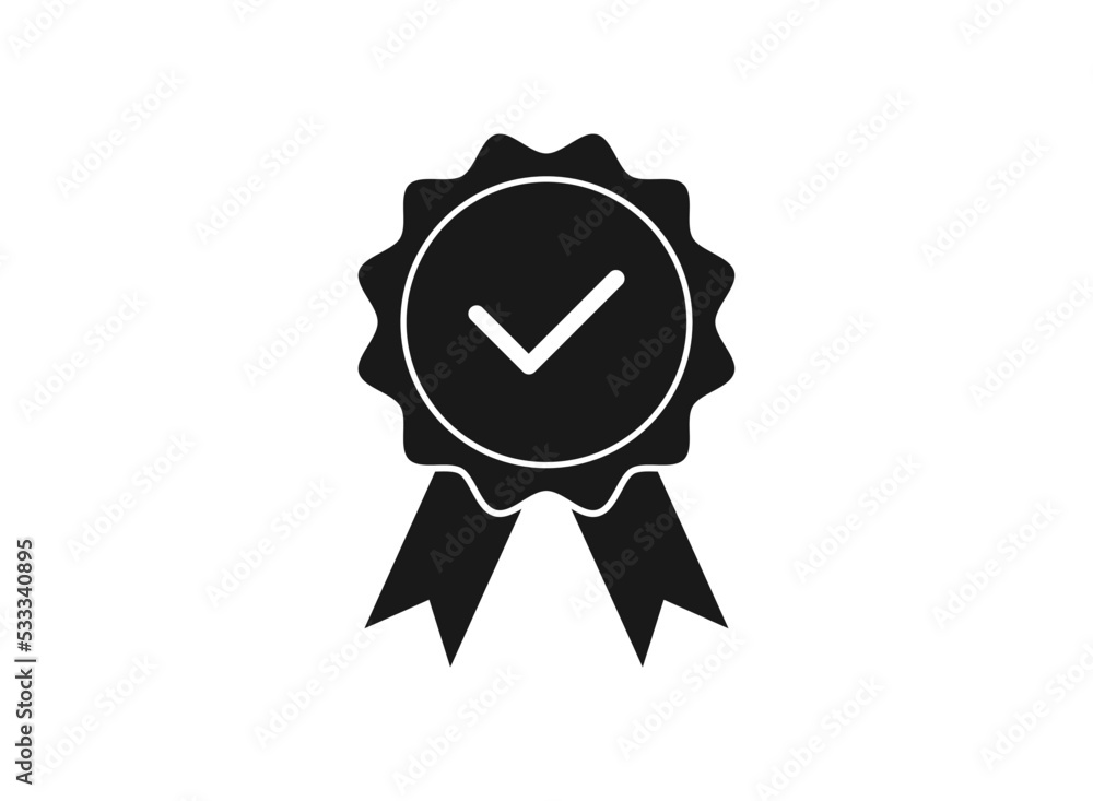 Approved or certified medal icon in a flat design. Rosette icon. Award ...
