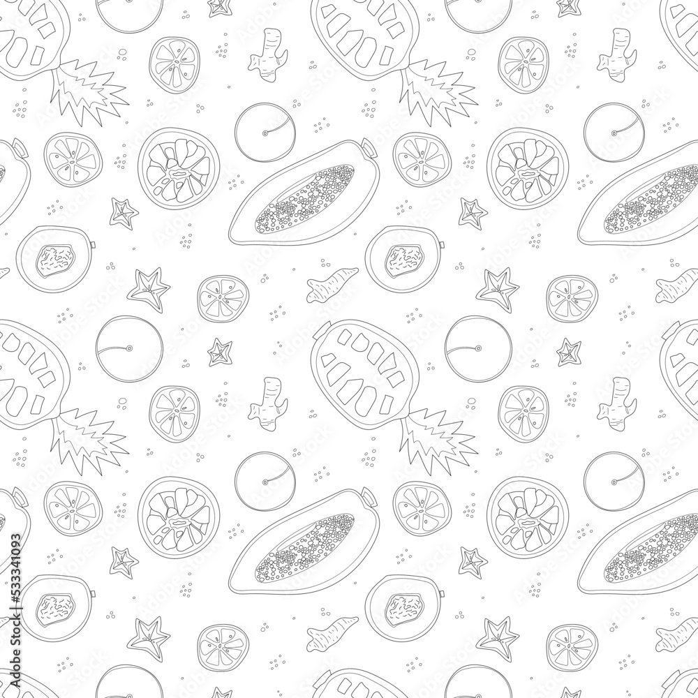 Seamless pattern of fruits vector illustration in scandinavian style ...