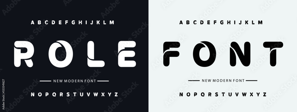 ROLE, Sports minimal tech font letter set. Luxury vector typeface for ...