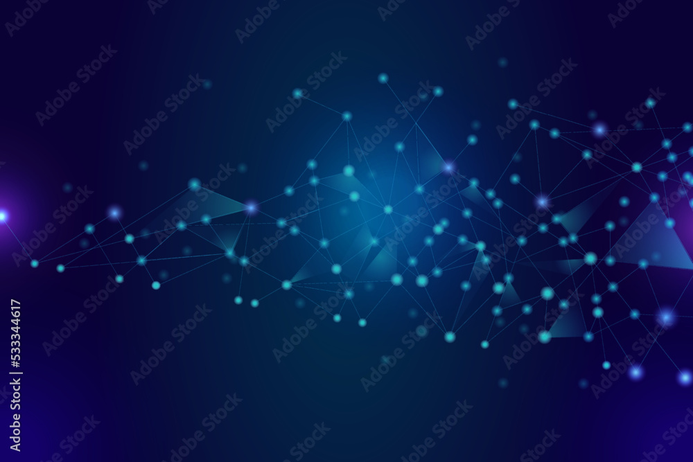 Blue network. Abstract connection on blue background. Network ...