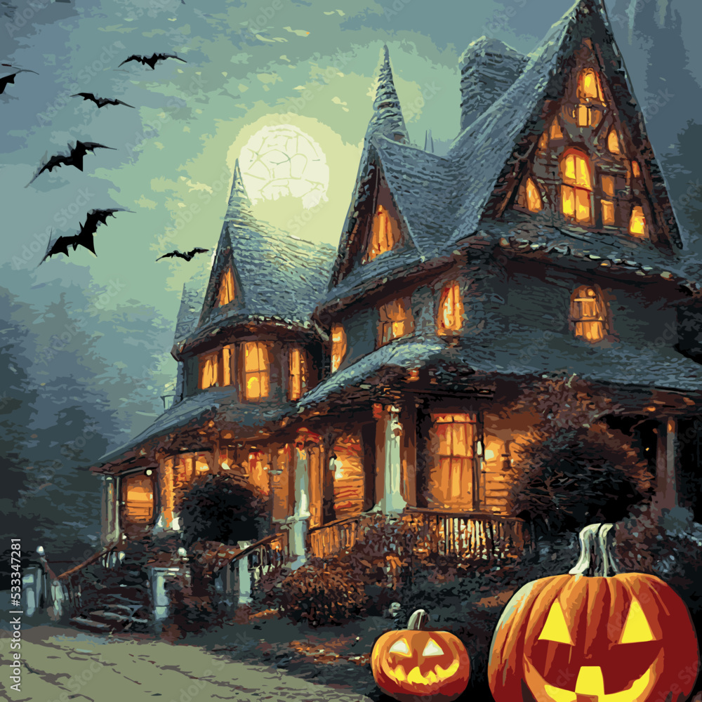 Halloween creepy vector background. Scary cartoon illustration. Horror ...