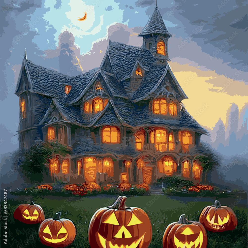 Halloween creepy vector background. Scary cartoon illustration. Horror ...