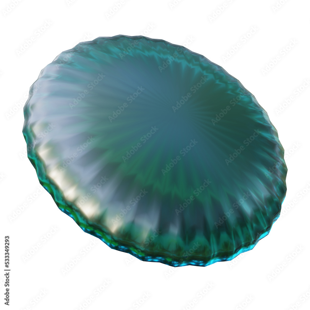 3d wavy circle shell shape in glass material full of water. Fluid ...