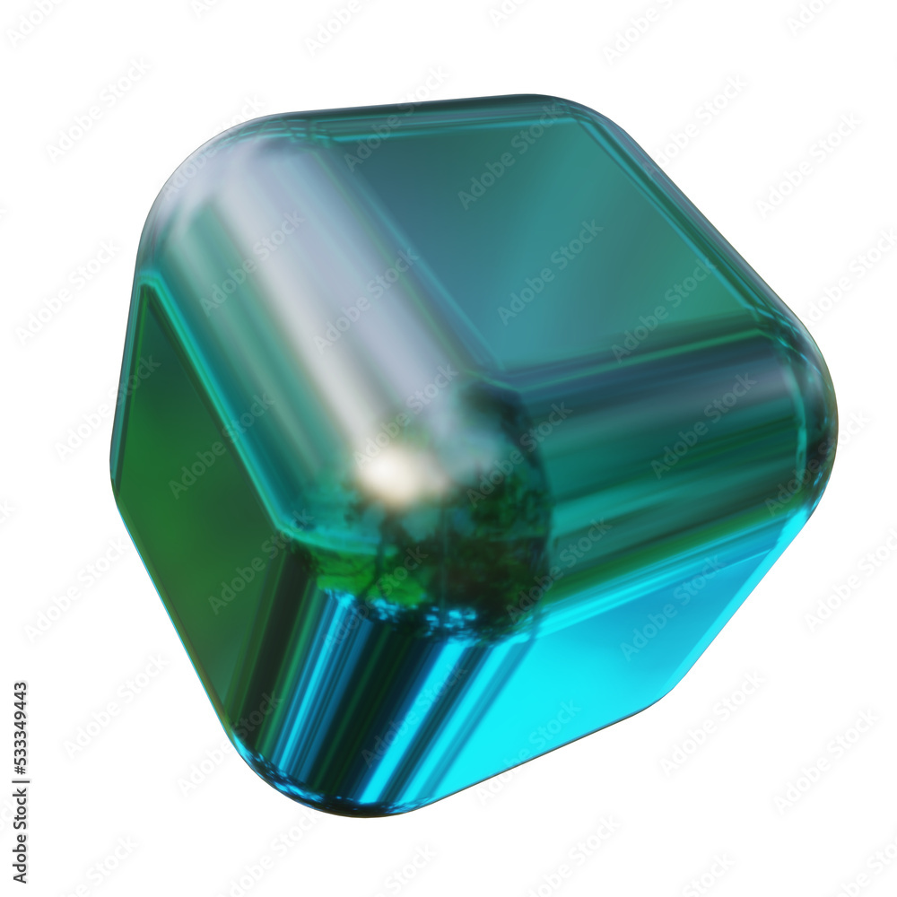 3d cube shape in glass material full of water. Fluid texture png object ...