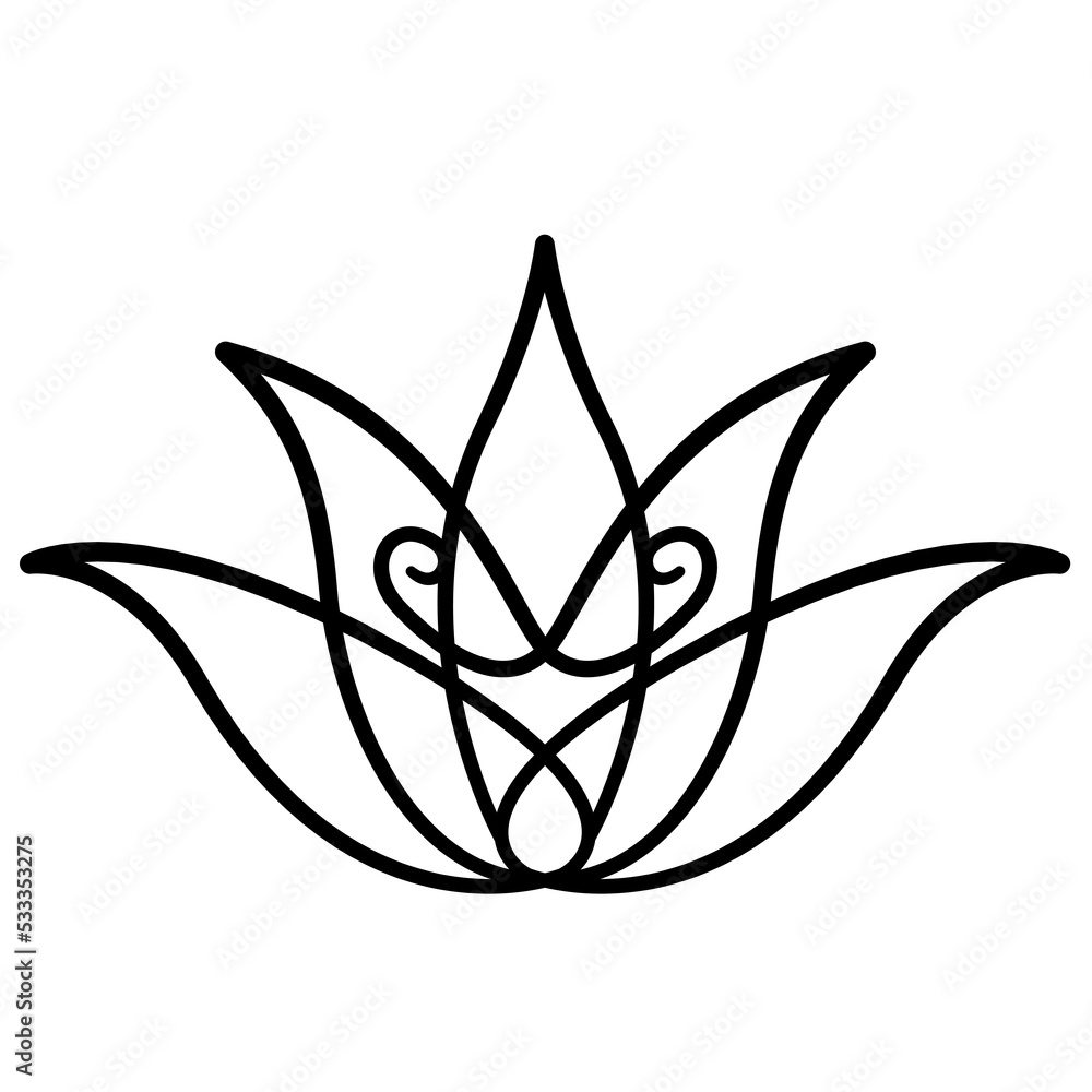 Lotus line art icon illustration. PNG with transparent background Stock ...