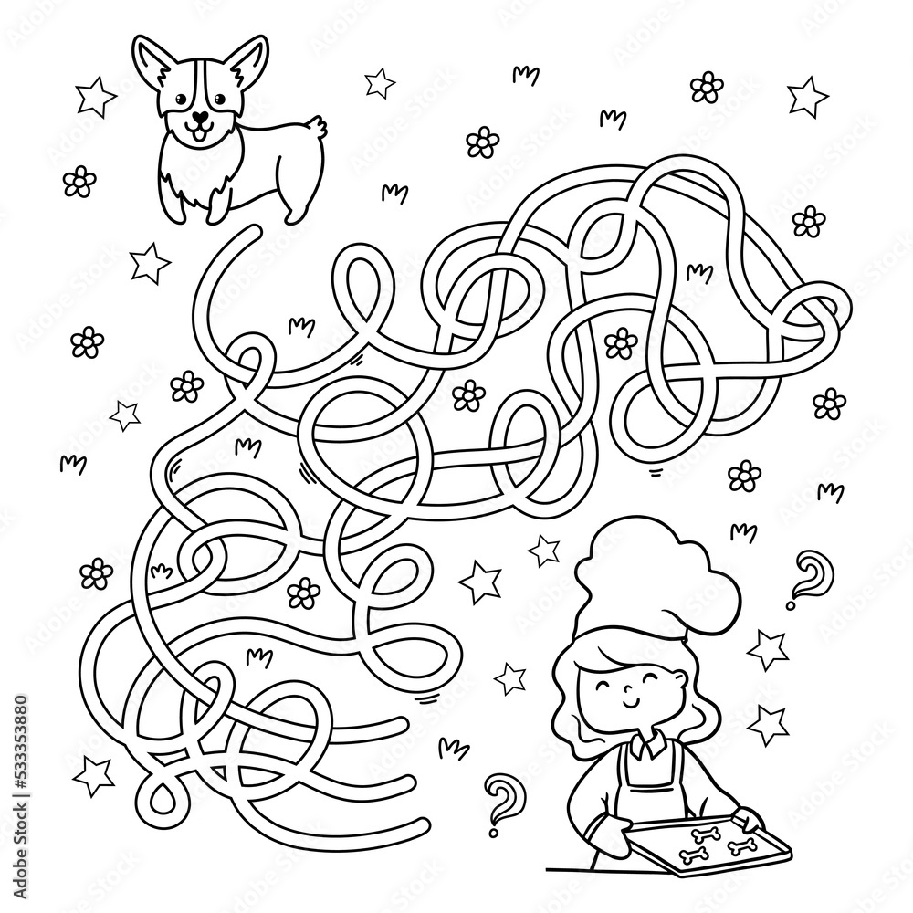 Vetor de Maze or Labyrinth Game. Puzzle. Tangled road. Coloring Page ...