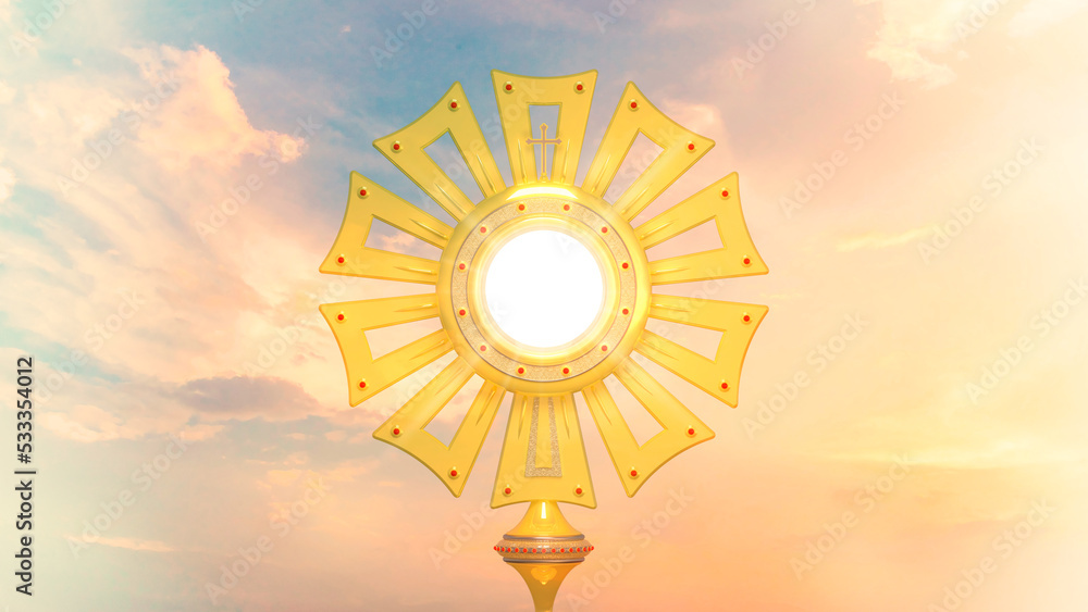 Poster Jesus Christ in the monstrance present in the Sacrament of the ...