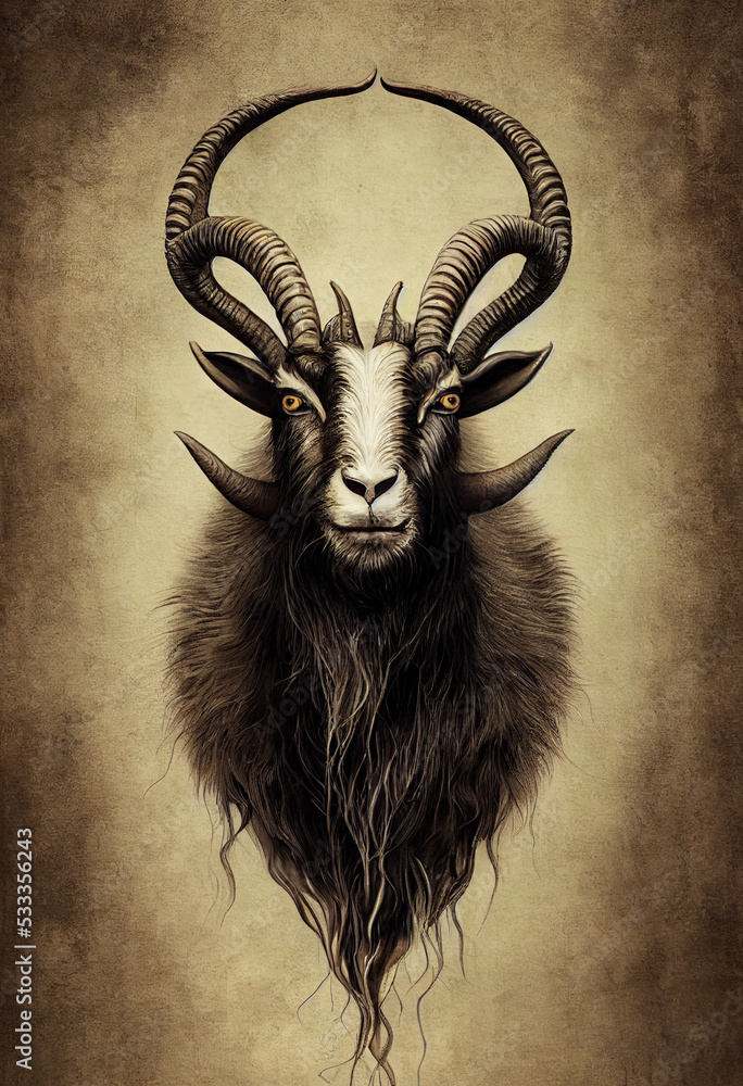 Concept art illustration of baphomet goat Stock Illustration | Adobe Stock
