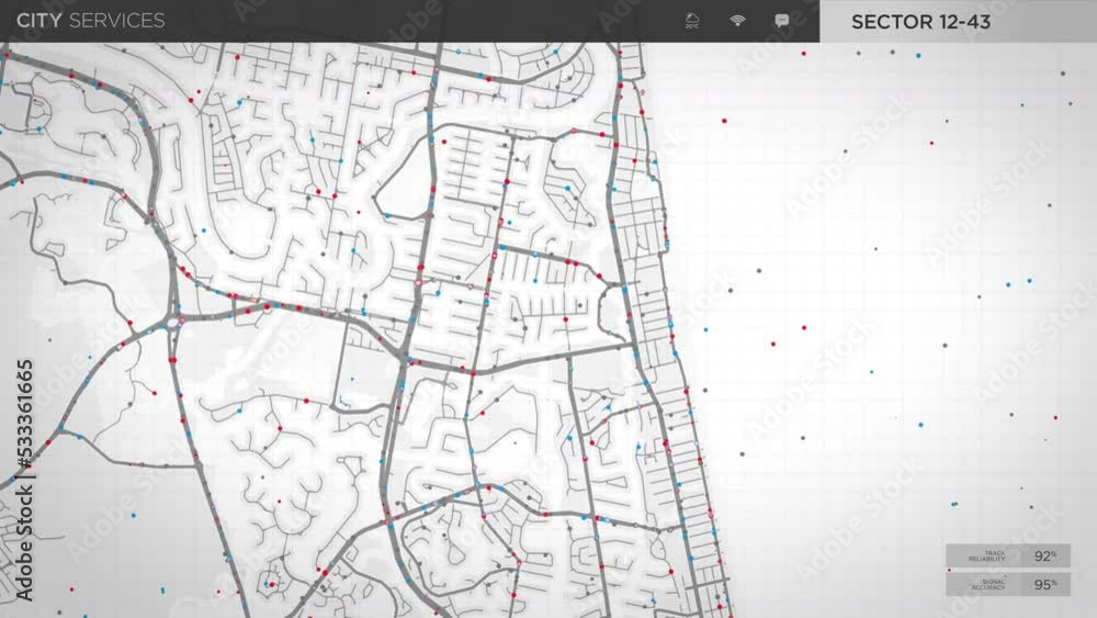Tracking Positions Of Public Transport Using Modern GPS Tech UI. City ...