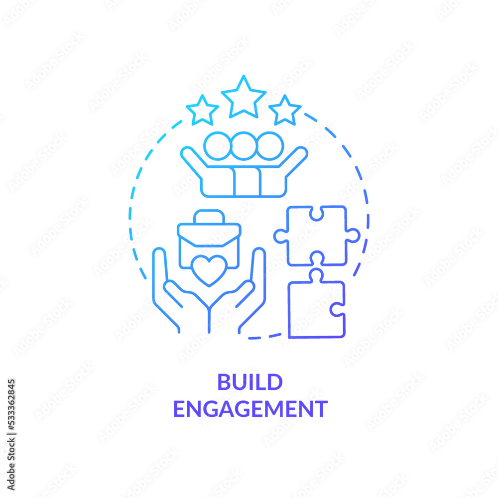 Vetor de Build engagement blue gradient concept icon. Employee ...