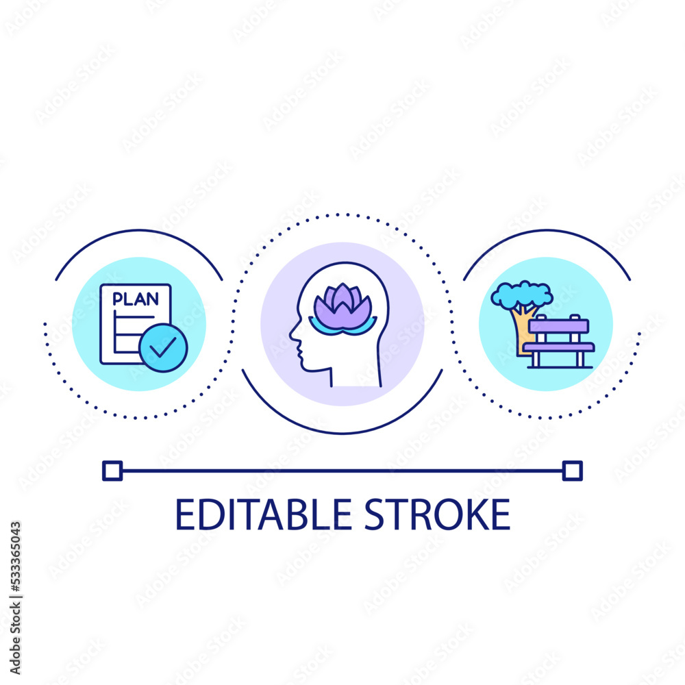 Meditation loop concept icon. Mental health care. Personal development ...