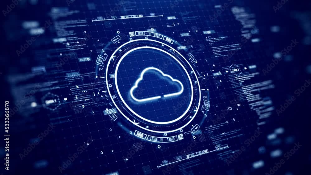 Cloud and edge computing technology concepts with cybersecurity data protection. Icons and ...