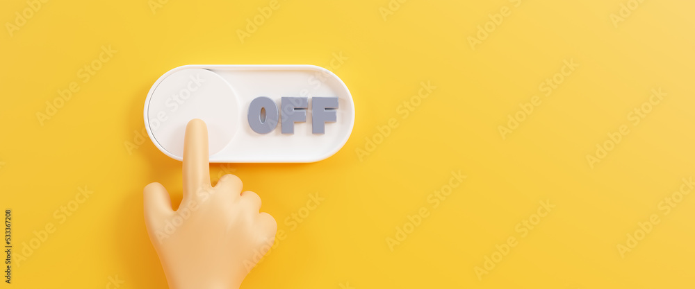 3D hand off toggle switch buttons for energy saving and ecology concept ...