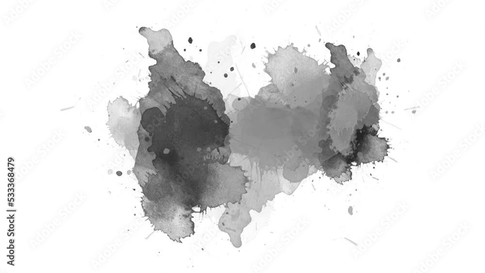 slow motion Ink brush stroke transition. Ink splash. Abstract ink brush ...