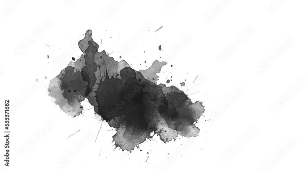 Ink splash. ink slow motion transition reveal. Abstract ink brush blot ...