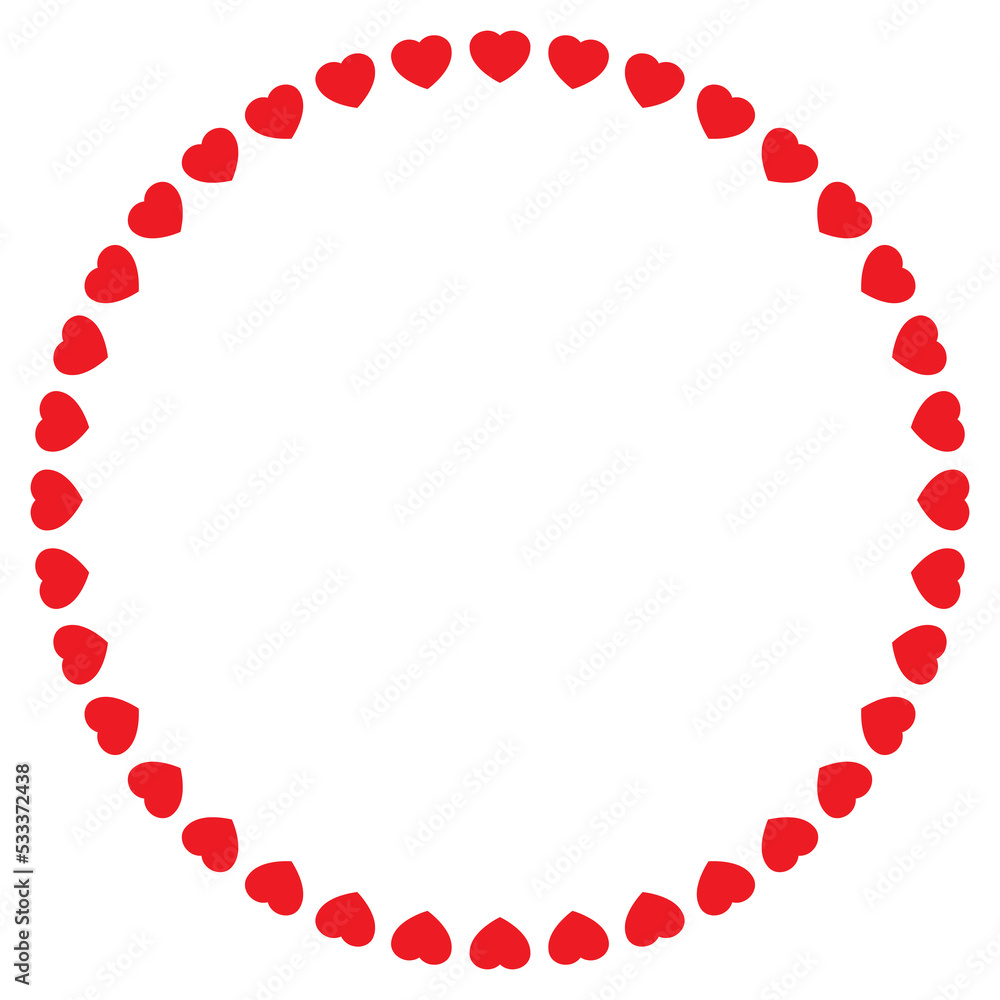 Red heart circle frame. Border flat style. Romantic concept. Vector ...