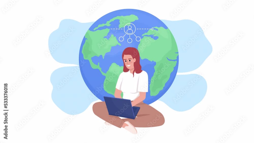 Animated isolated remote developer. Looped flat 2D character 4k video ...