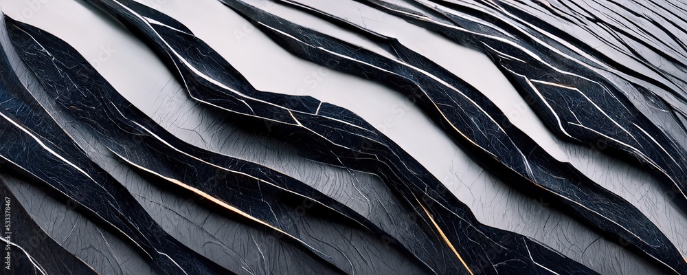 weird black and white shape with organic shapes and lines and planes ...