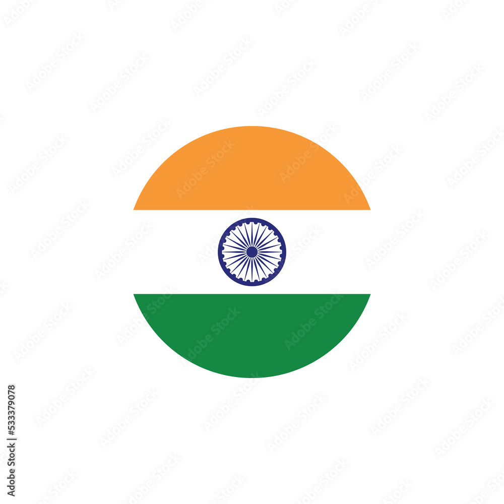 India flag icon set. Indian national flag logo. Circle country emblem ...