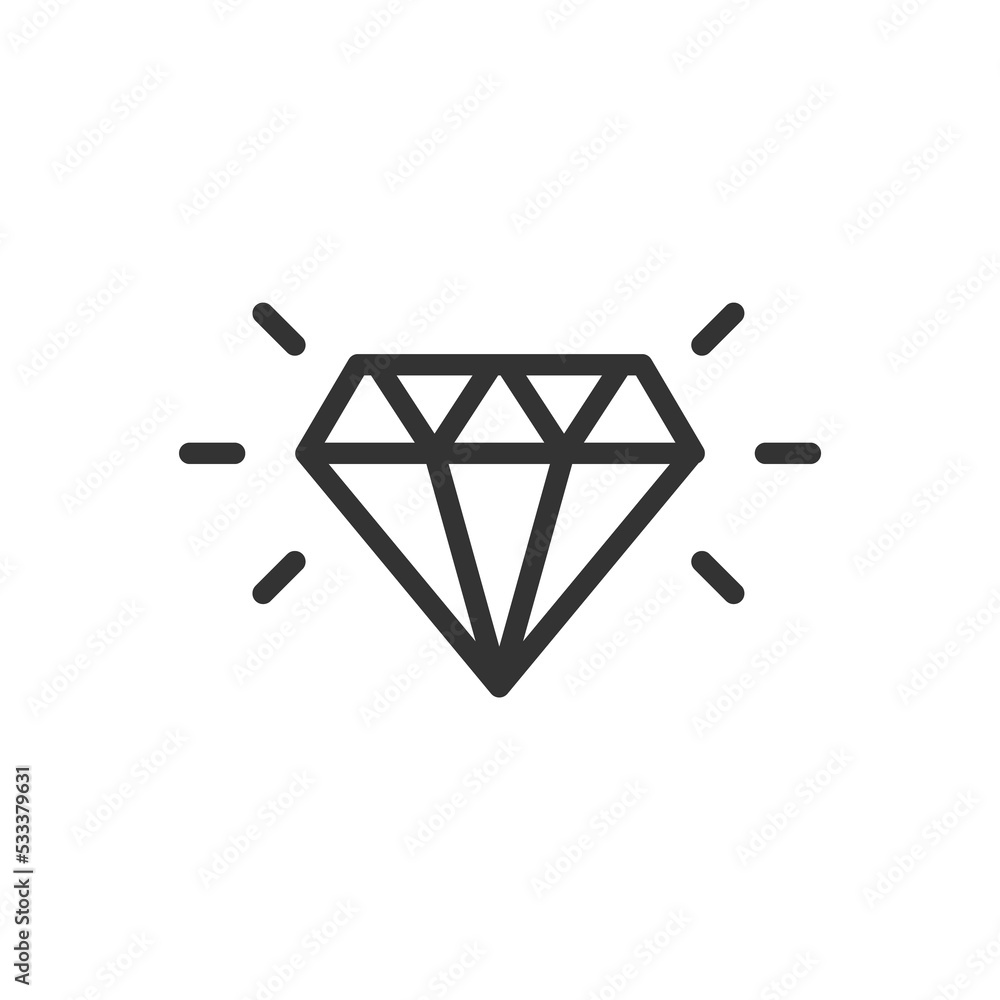 Diamond icon. Gem symbol. Outline and black brilliant sign png Stock ...