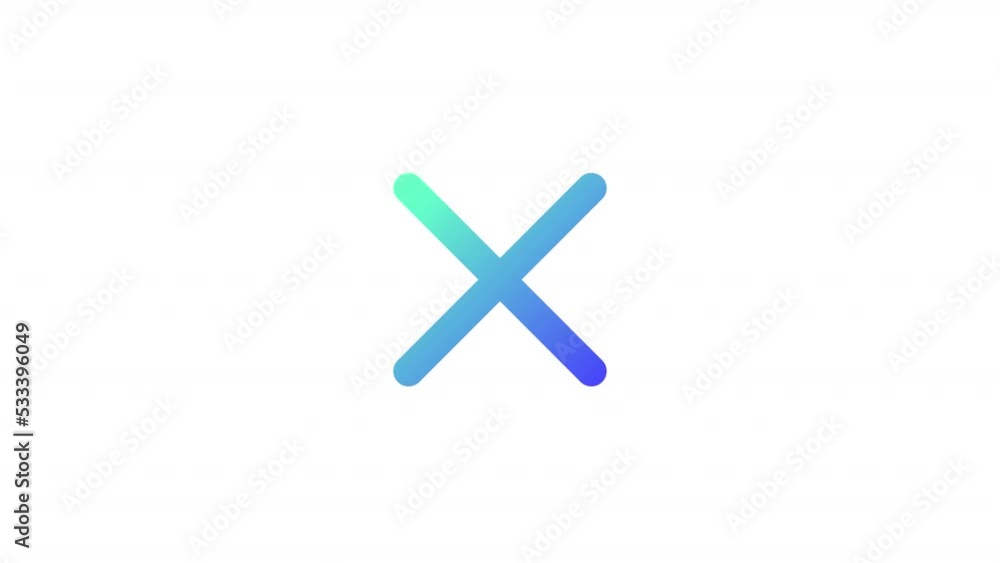 Animated cross gradient ui icon. Multiplication. Operation failure ...
