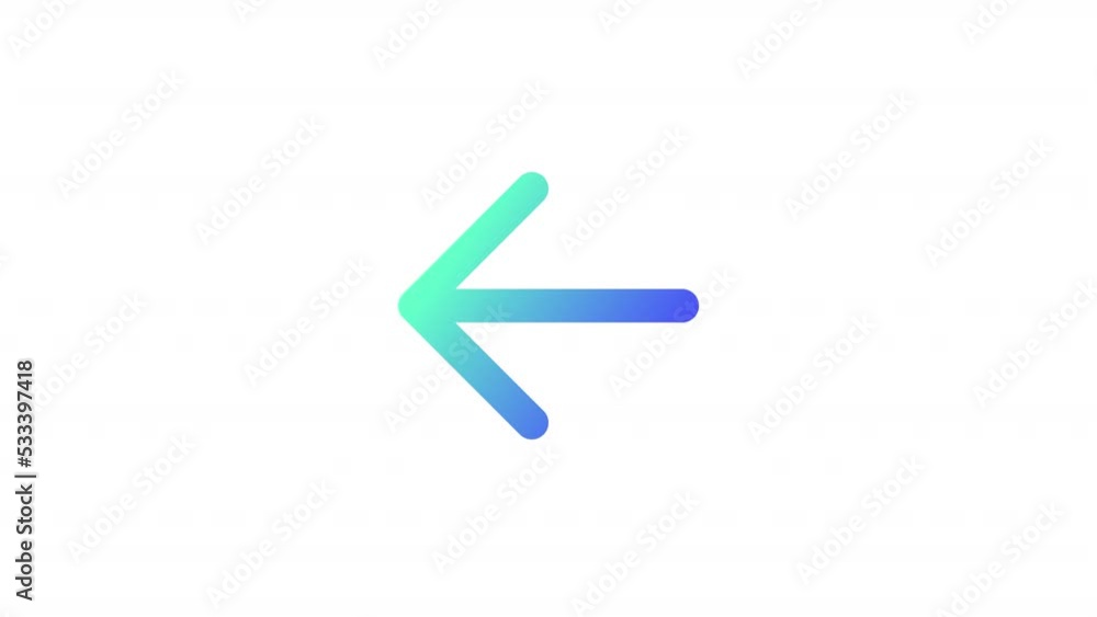 Animated left arrow gradient ui icon. Moving back. Web browser. Seamless loop 4k video with ...