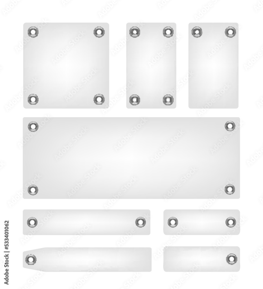 Set of realistic silver eyelets on white different tag, vector ...