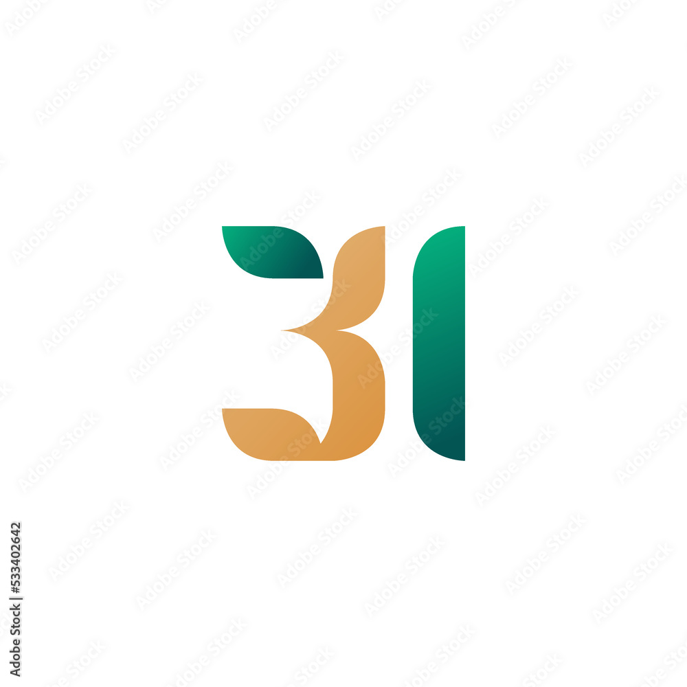 Number 31 logo icon illustration. Number 31 and nature concept for ...