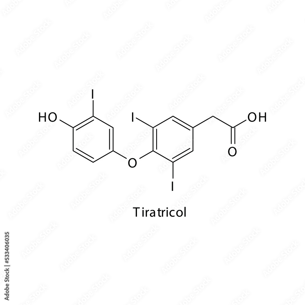 Tiratricol molecule flat skeletal structure, Thyroid hormone used in ...