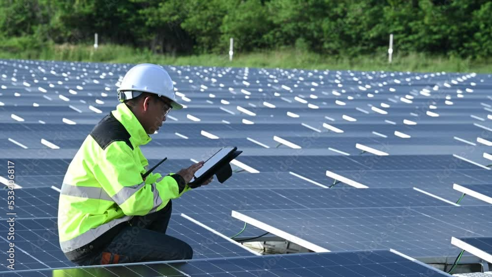 Asian engineer working at Floating solar power plant,Renewable energy ...