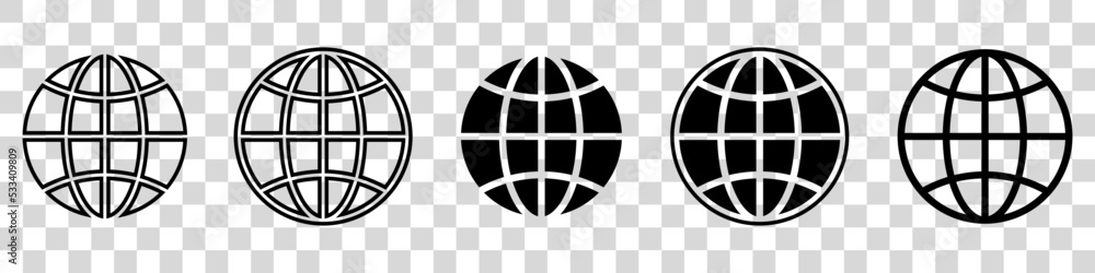 World icons set. World planet earth icon collection. Globes with world ...